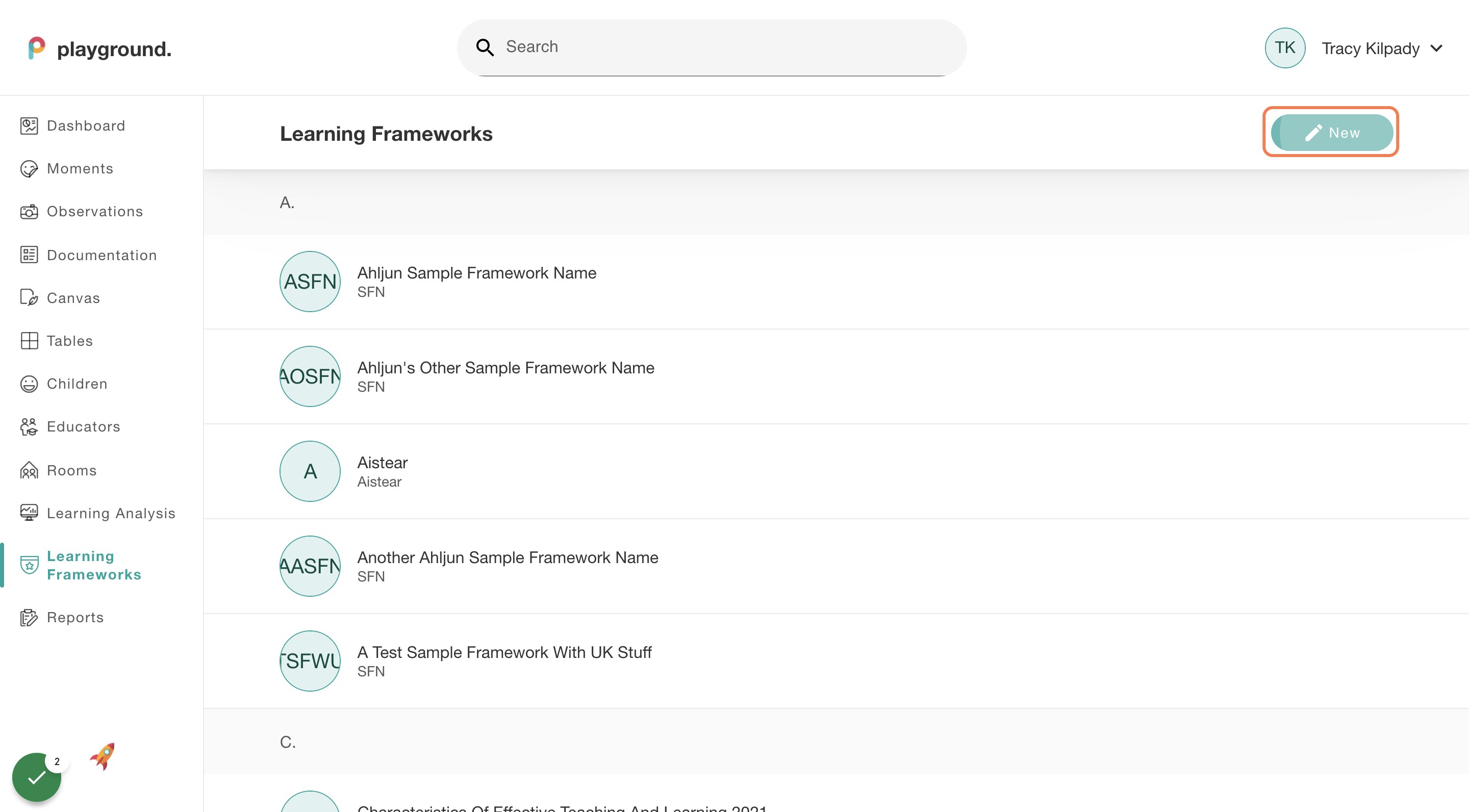 Playground Web: Learning Frameworks