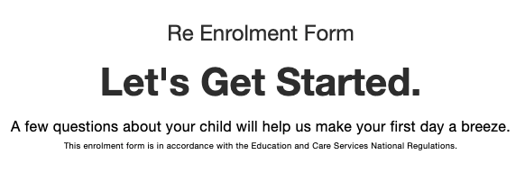 Office: Child Re-Enrolment