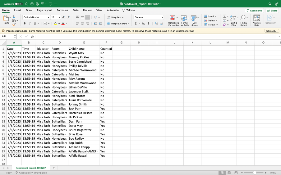 Playground App: Head Counts