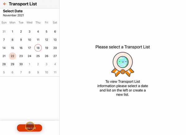 Playground App: Transport Lists