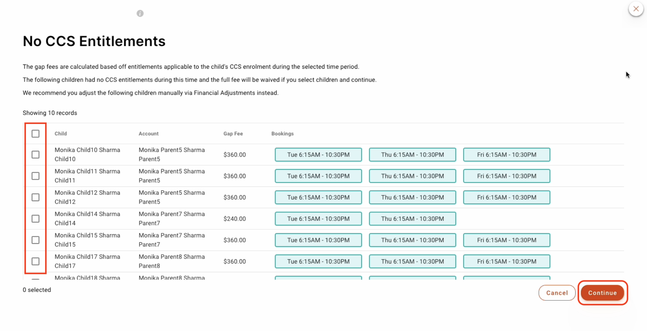 Kindergarten & Preschool: Gap Fee Adjustments