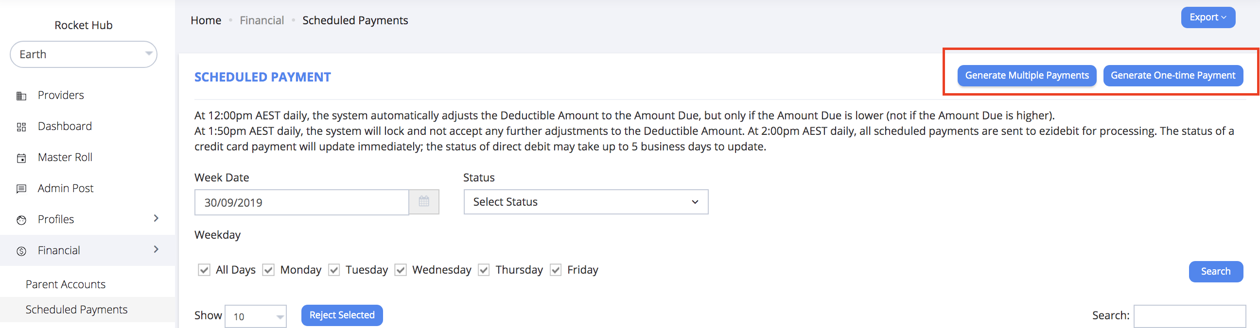 Office: Scheduled Payments
