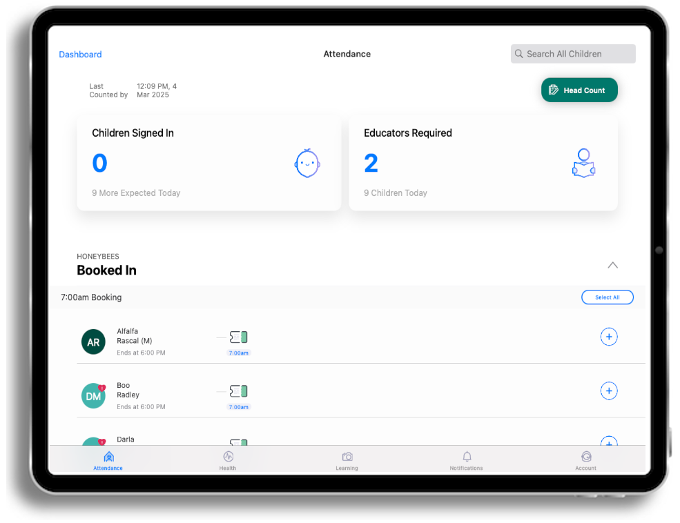 Playground App: Attendance & Absences