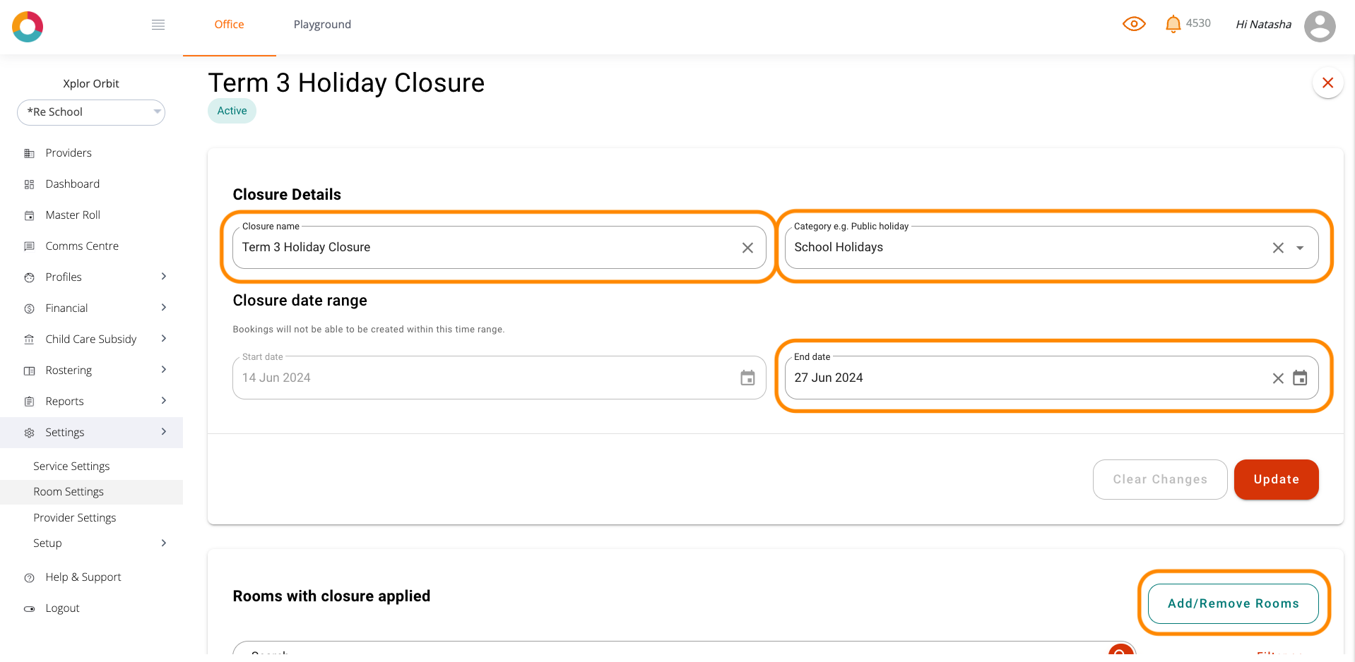 Office: Room Settings