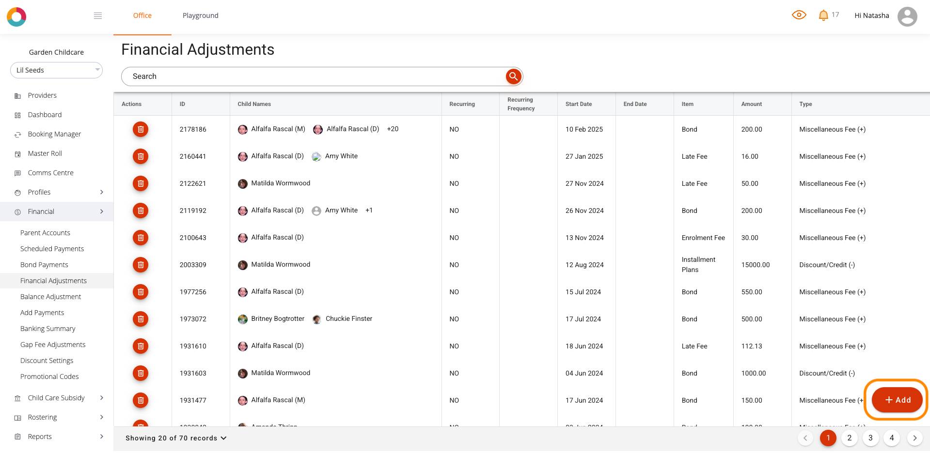 Office: Financial Adjustments