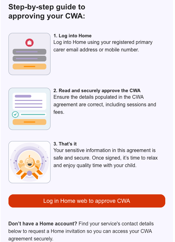Home: CWA Approval & CCS Enrolment Confirmation