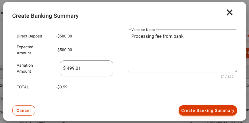 Office: Banking Summary