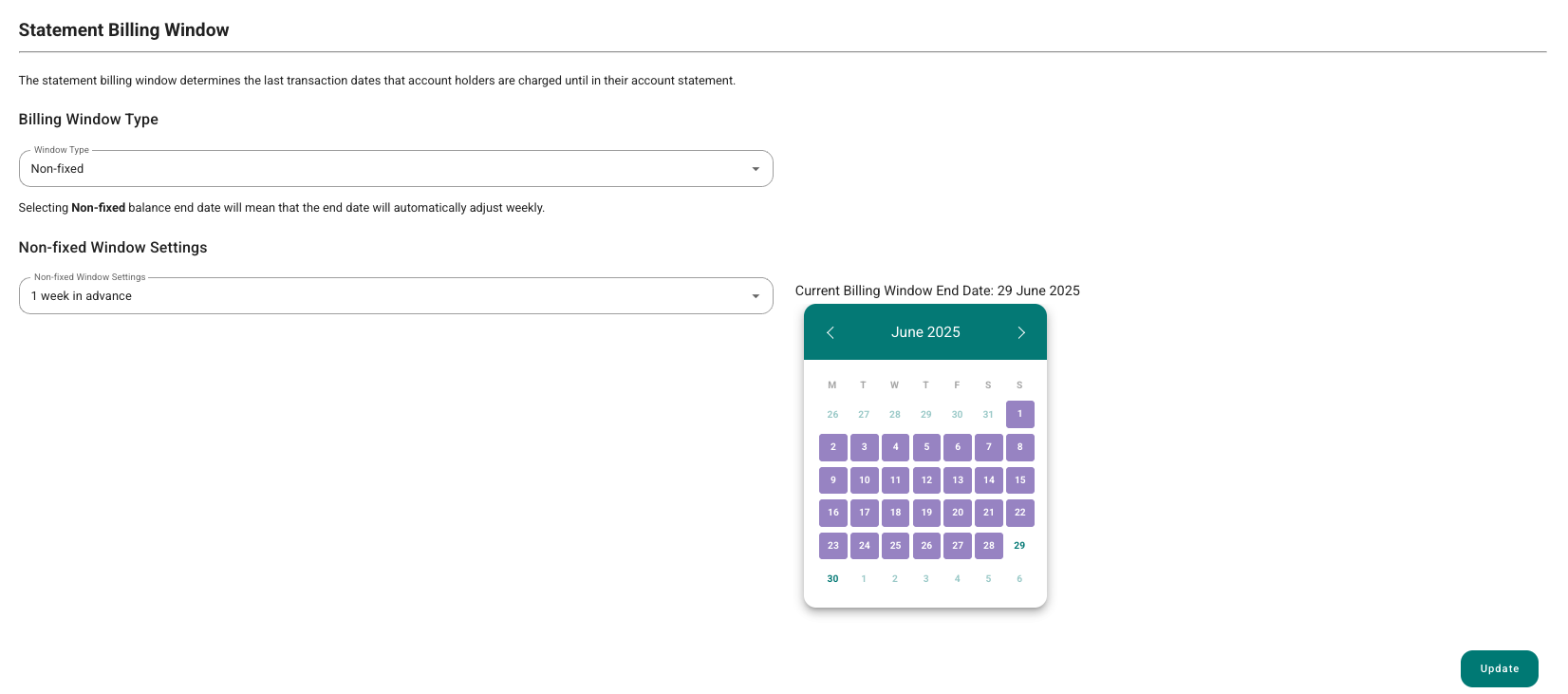 Onboarding: Statement Billing Window