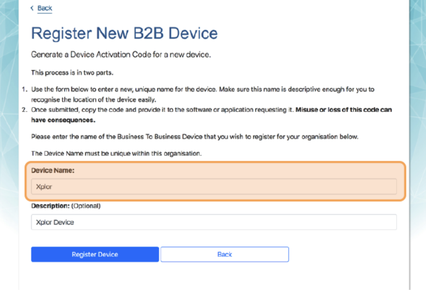 CCS: B2B Device